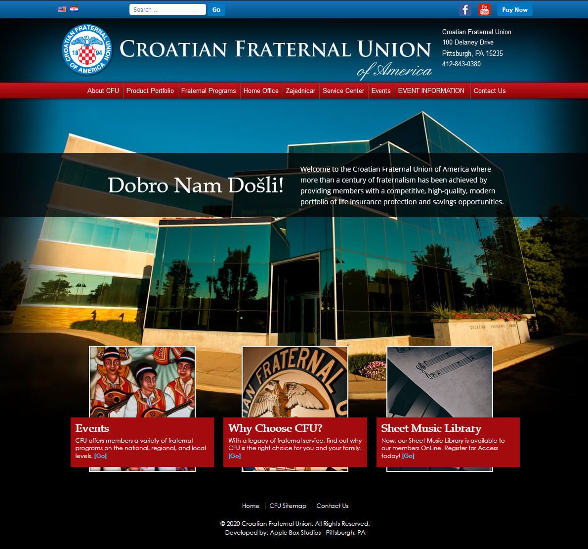 Croatian Fraternal Union Website - Kirk Peters Website Programming in ...