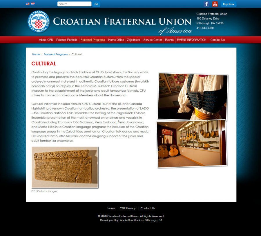 Croatian Fraternal Union Website - Kirk Peters Website Programming in ...